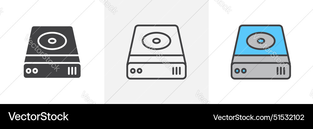 Hard disk icon set internal memory drive symbol Vector Image