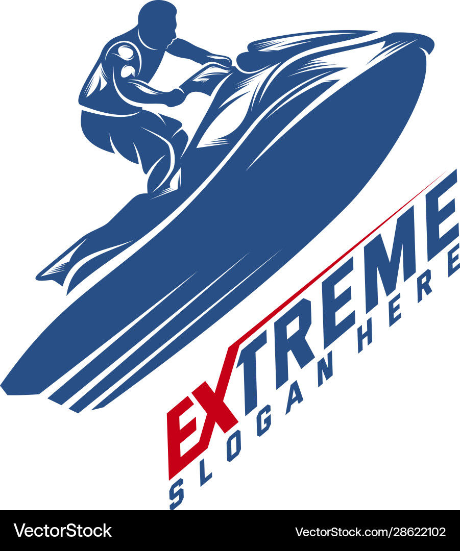 Jet ski sports logo extreme design Royalty Free Vector Image