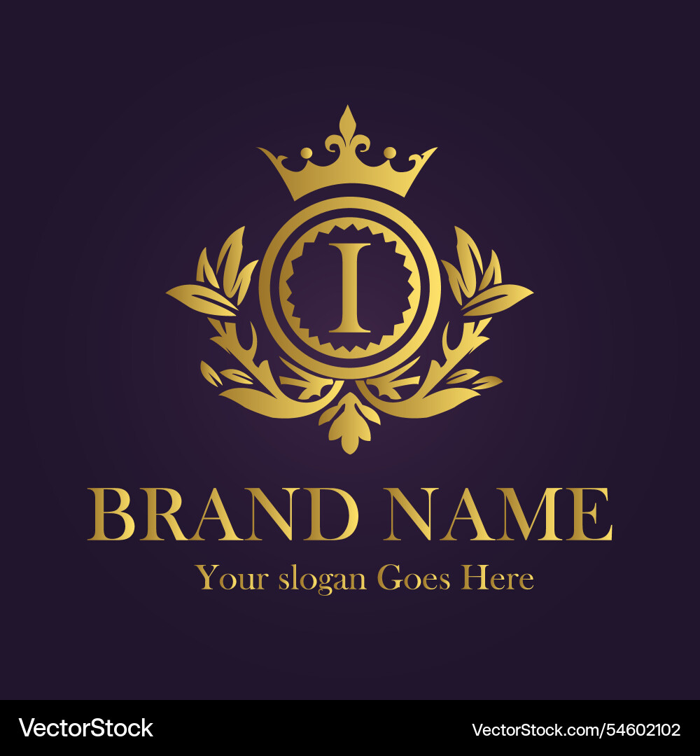 Letter i luxury gold crest logo template Vector Image