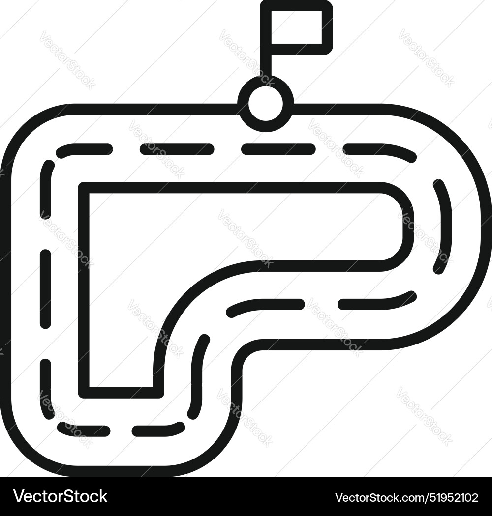 Racing track with finish line flag icon outline Vector Image