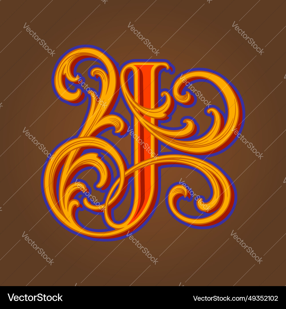 Regal letter j classic vintage monogram logo Vector Image