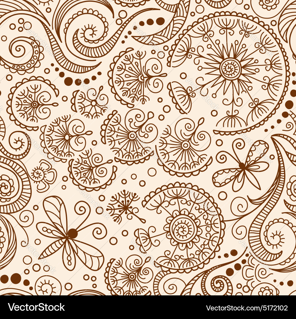 Seamless henna mehndi doodle pattern Royalty Free Vector