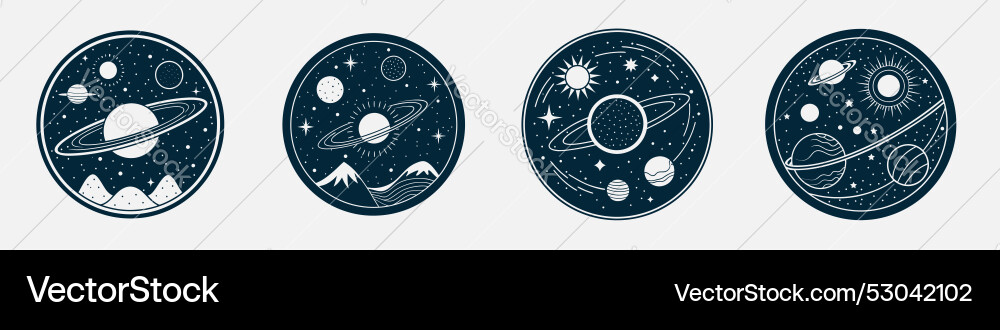 Set four depicting different celestial body Vector Image