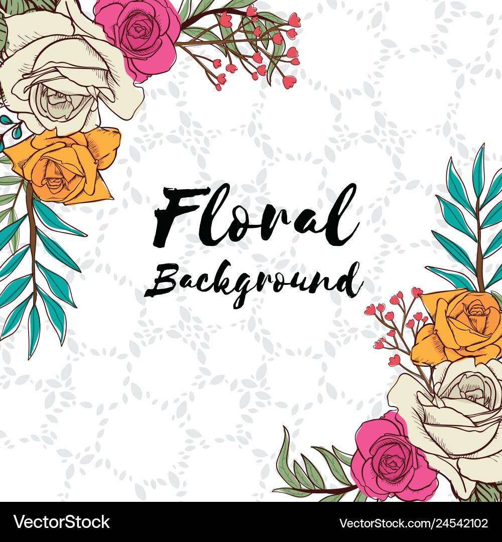 Wedding invitation card flower background Vector Image