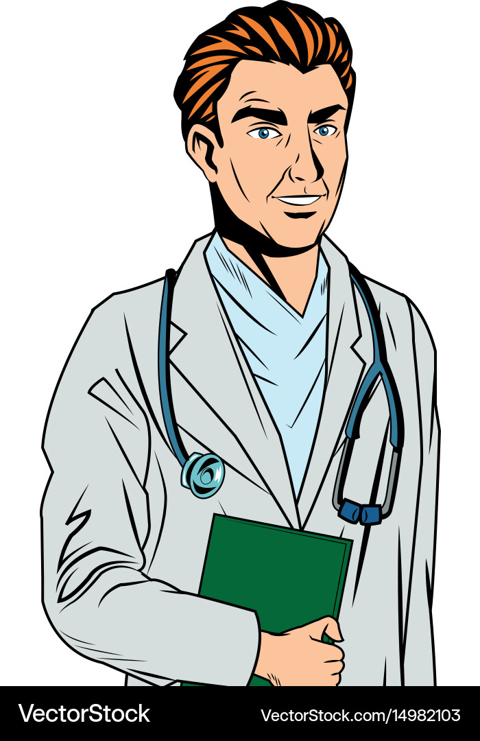 Cartoon funny doctor with stethoscope Royalty Free Vector
