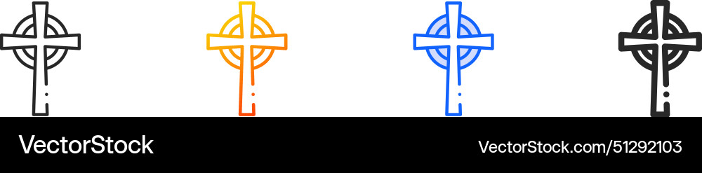 Celtic cross iconthin linear gradient blue stroke Vector Image