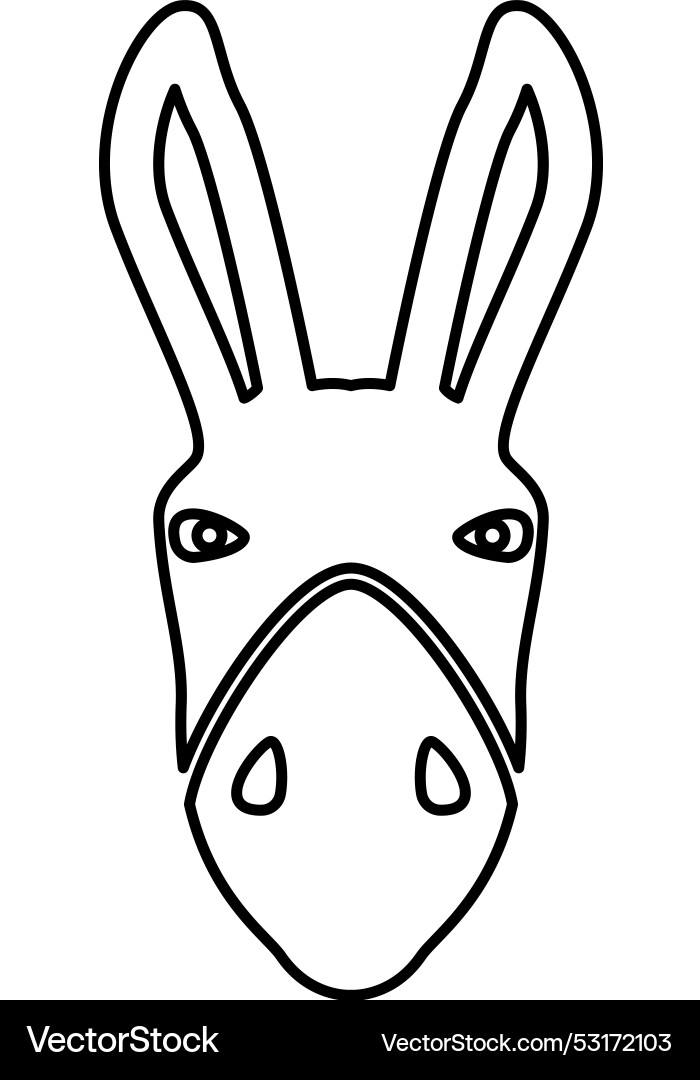Donkey head silhouette contour outline line icon Vector Image