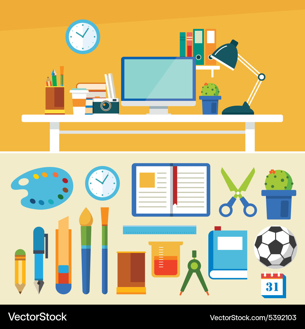 Education and equipment banner flat design Vector Image