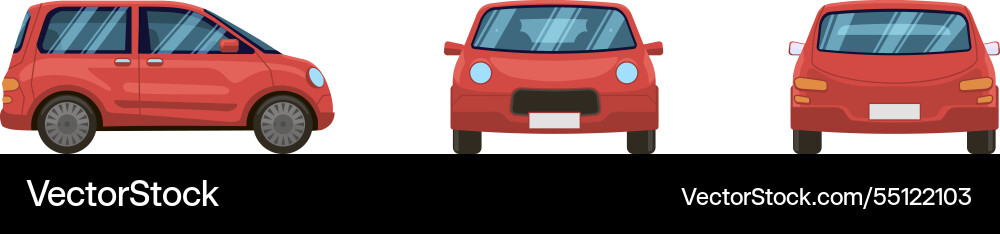 Generic red compact car presented in three Vector Image