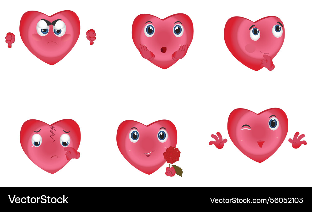 Heart collection emoticons love symbol Royalty Free Vector
