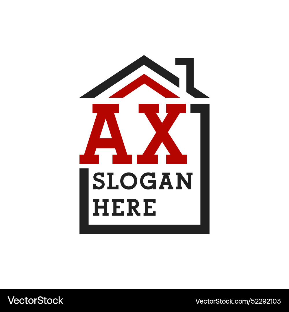 Initial ax house logo for roofing letter ax real Vector Image