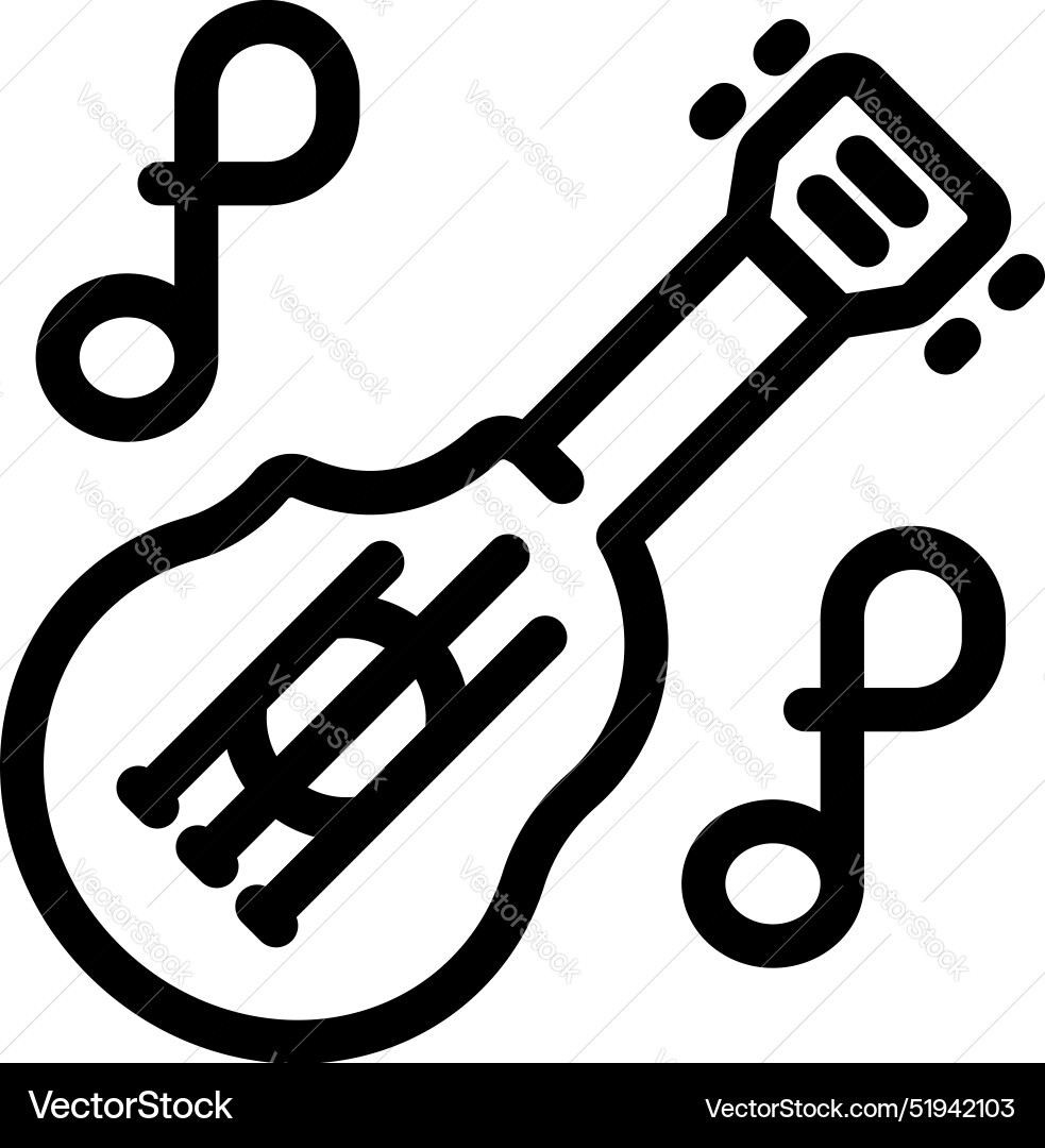 Mandolin playing music with musical notes Vector Image