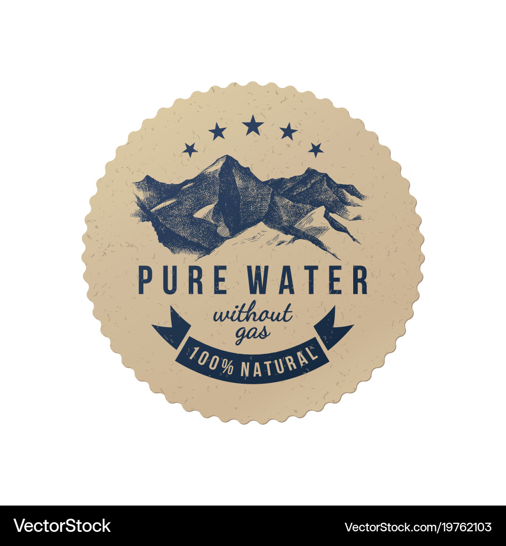Pure water label template Royalty Free Vector Image