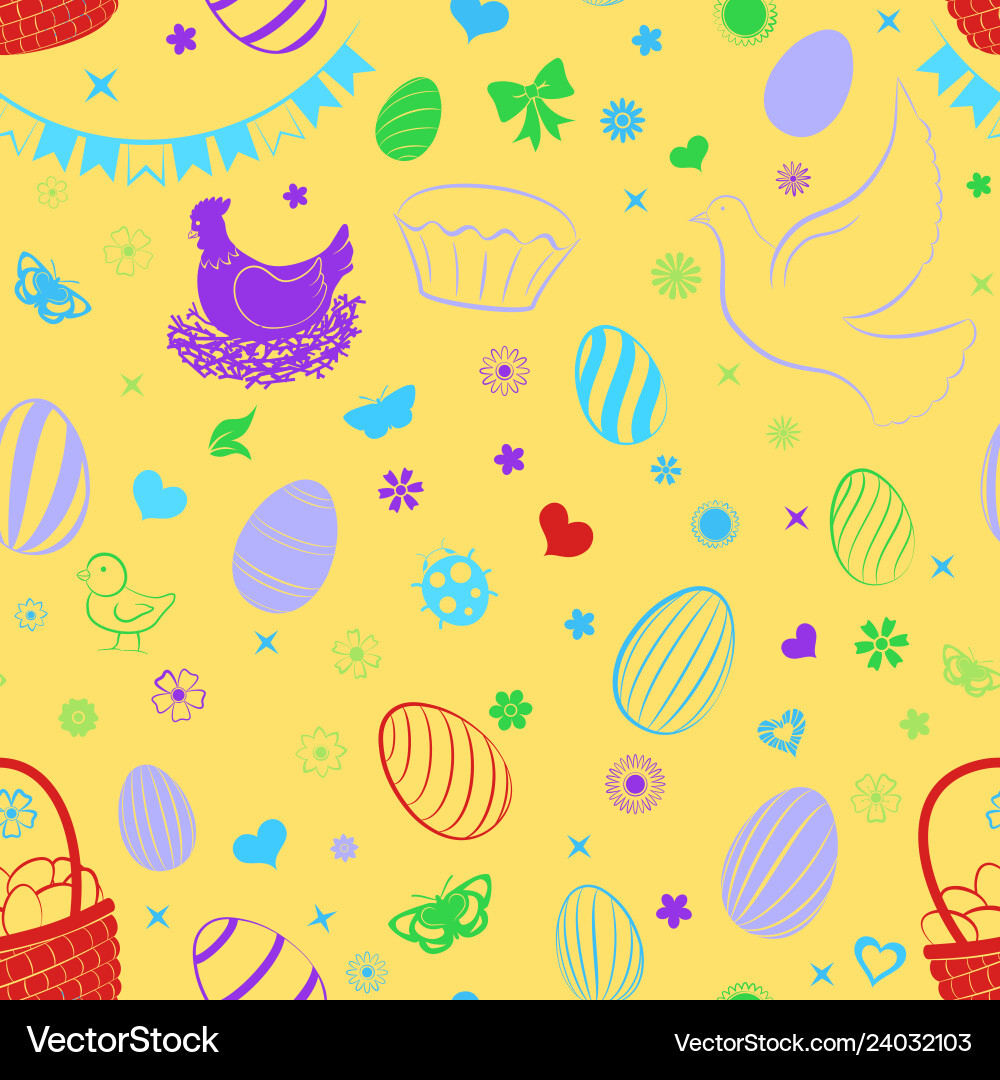 Seamless pattern of easter symbols Royalty Free Vector Image