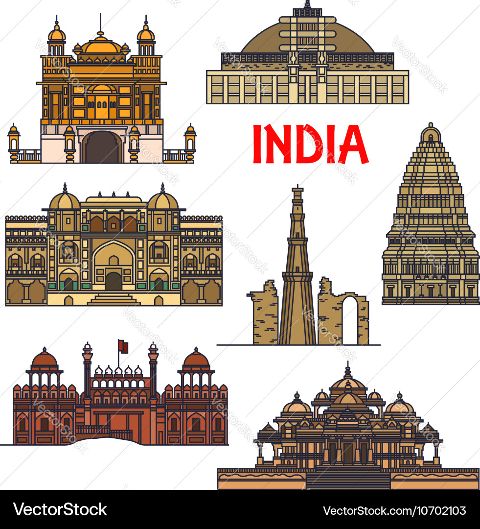 Travel landmarks of indian architecture icon Vector Image