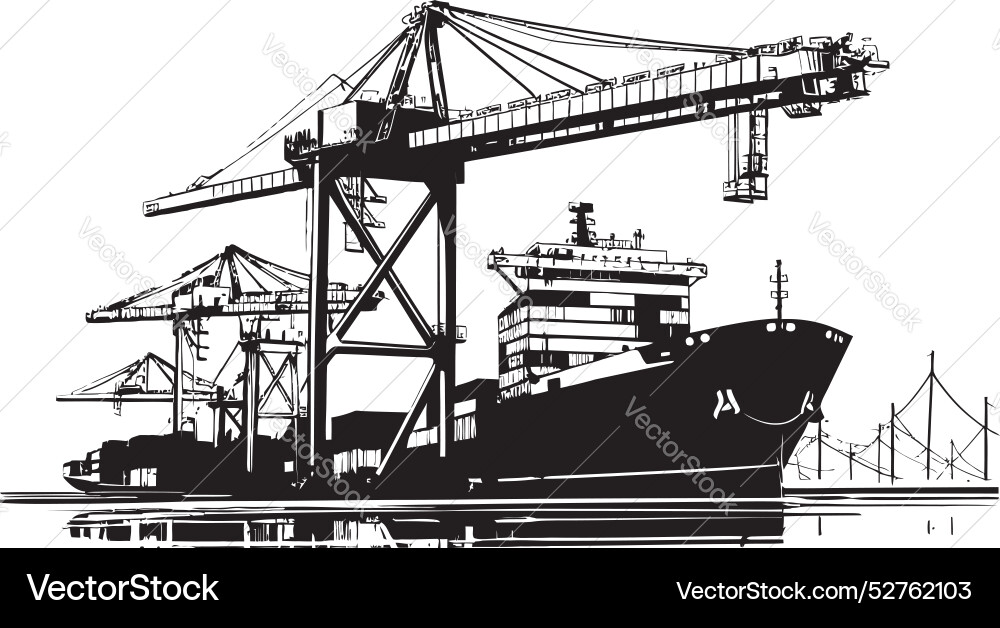 Vessel vanguard industrial cargo ship loading Vector Image