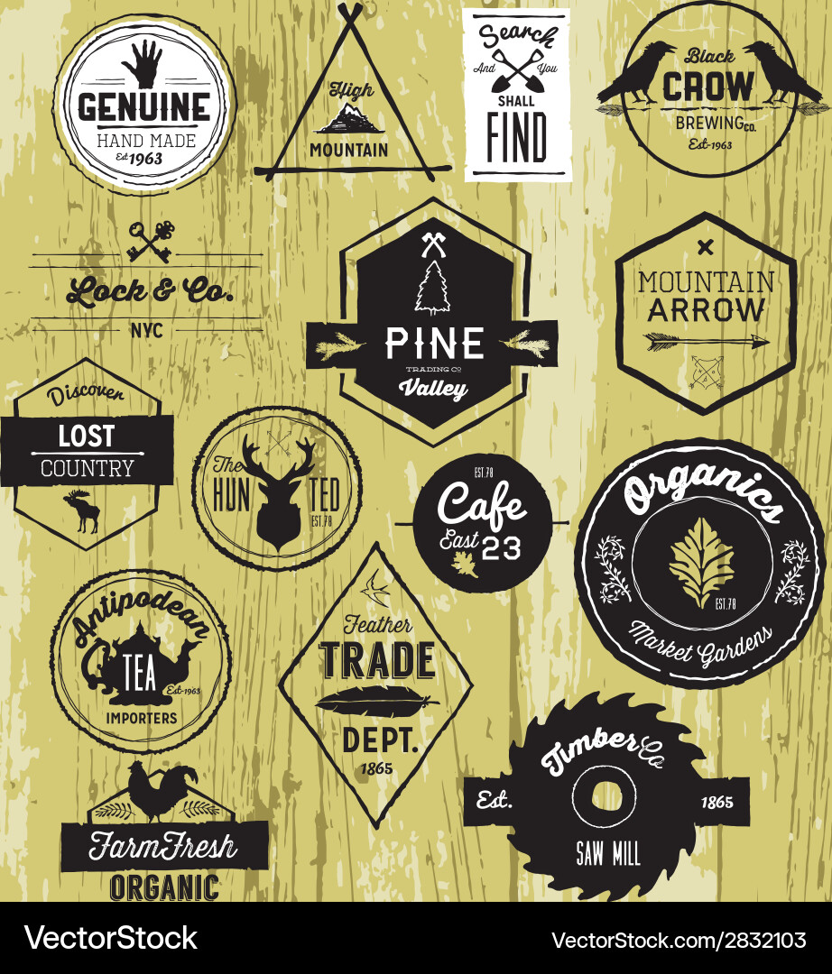 Vintage hand drawn labels Royalty Free Vector Image