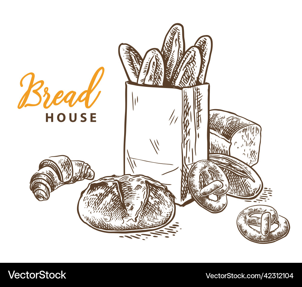 Bread house sketch 2 Royalty Free Vector Image
