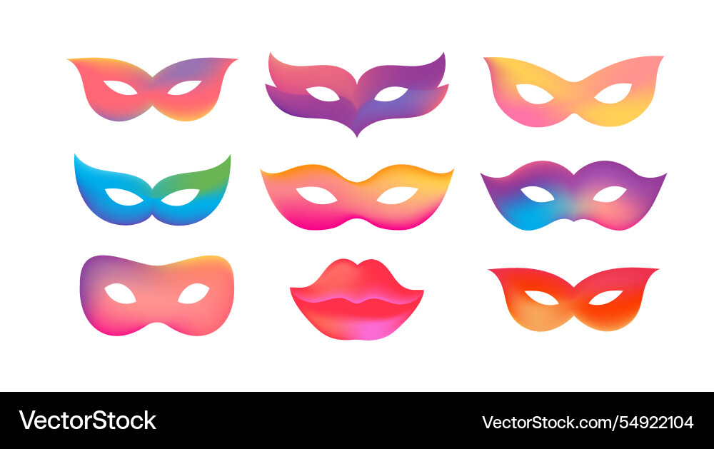 Colorful carnival masks graphic elements Vector Image