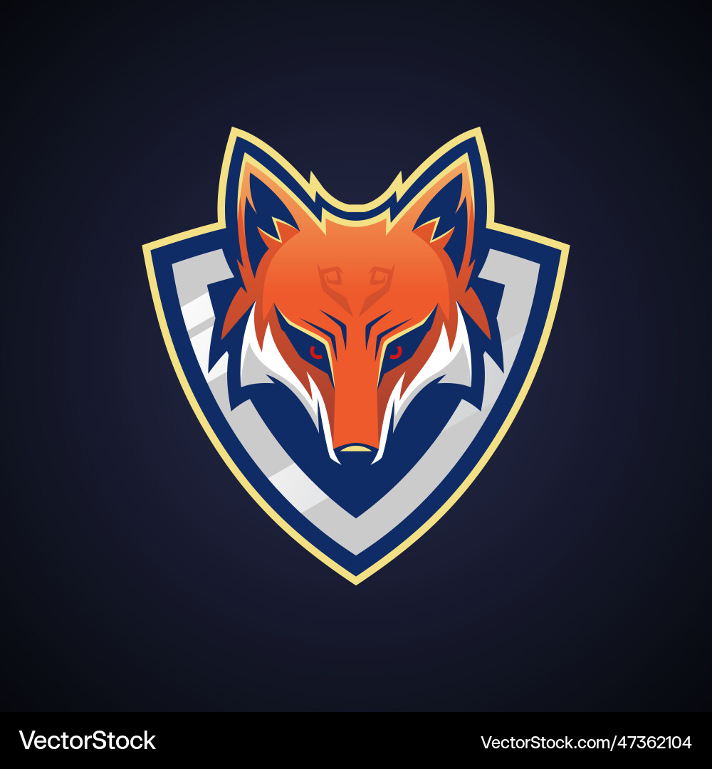 Fox head with shield mascot logo Royalty Free Vector Image