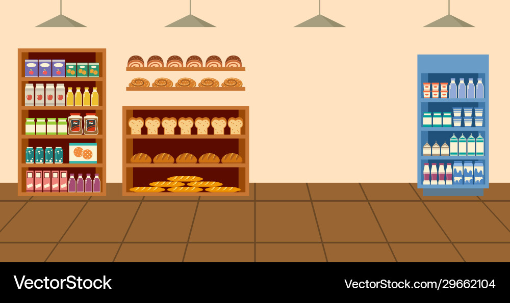Grocery Store Interior - Food Shop Royalty Free Vector Image
