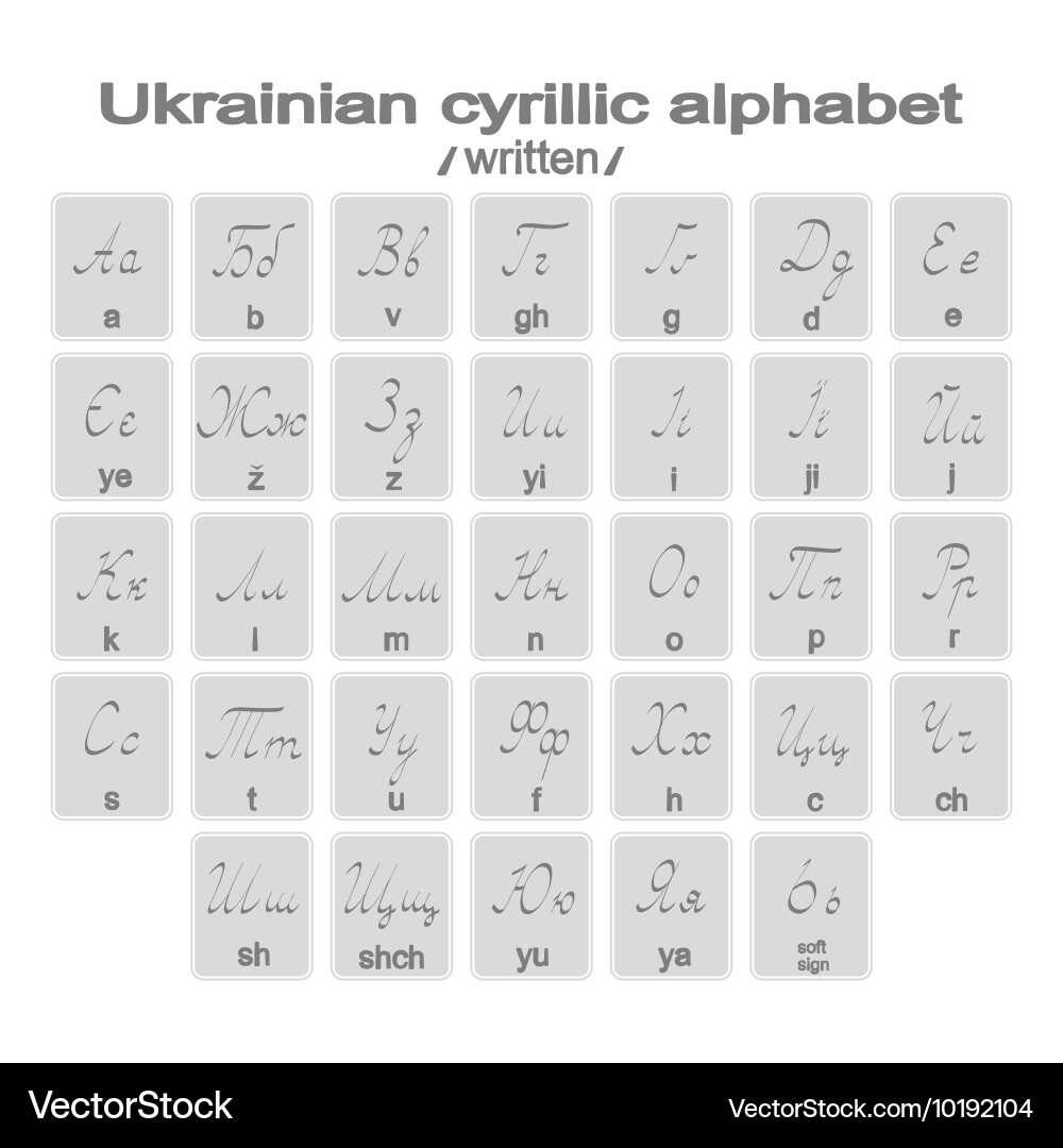 Icons with written ukrainian cyrillic alphabet Vector Image
