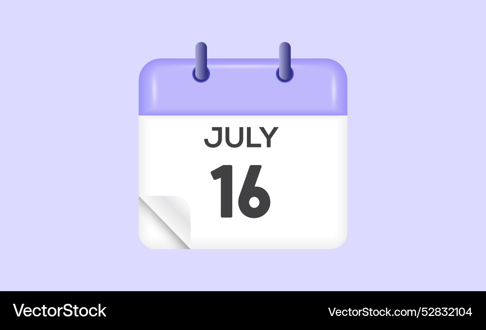 July 16 - calendar and time planner daily Vector Image