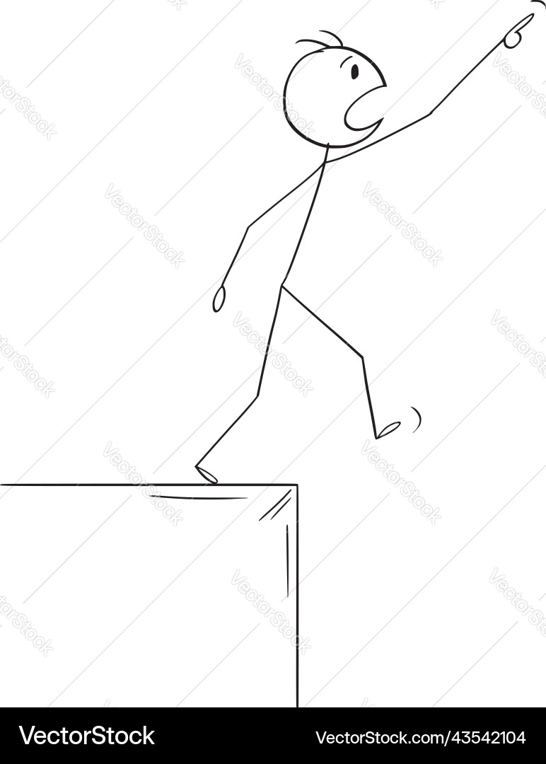Person looking up and falling down cartoon stick Vector Image