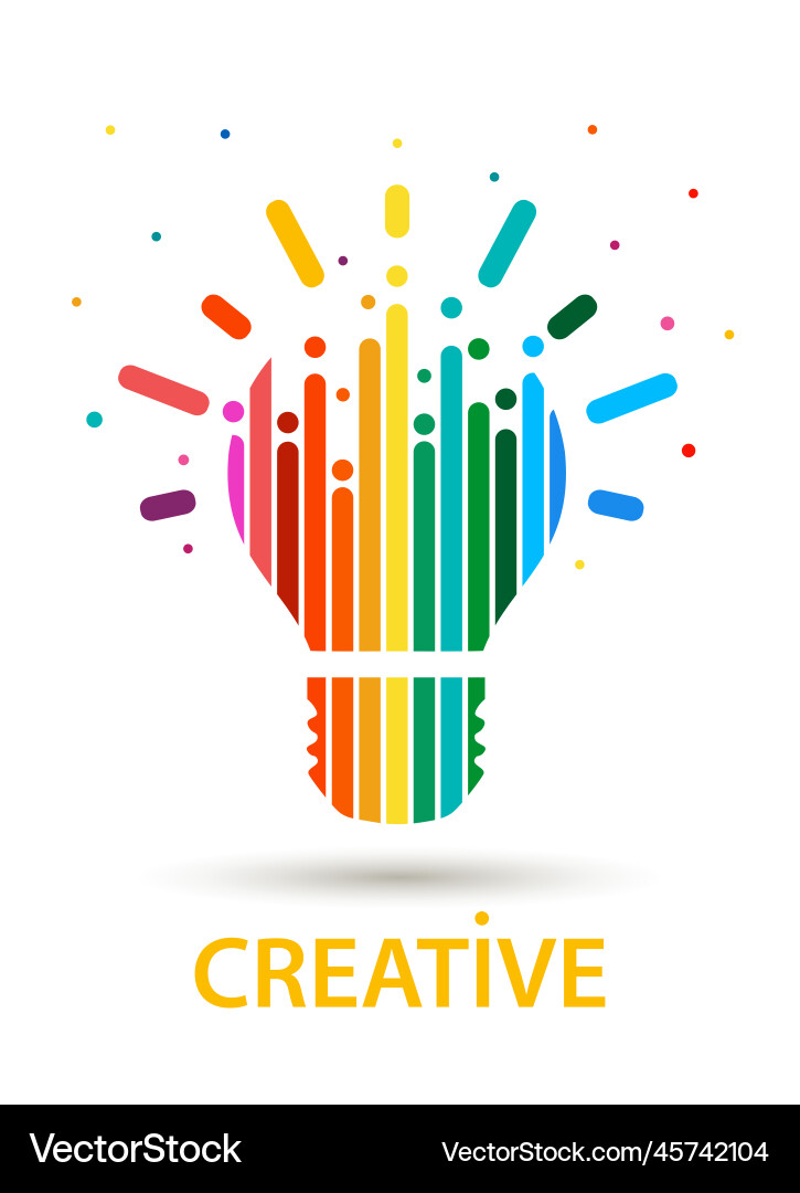 Rainbow abstract light bulb on white background Vector Image