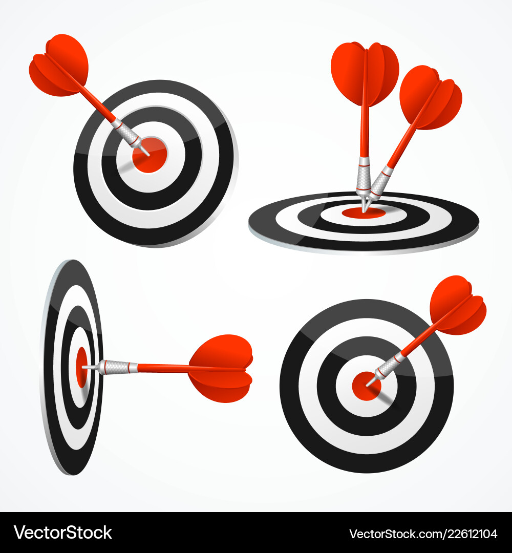 Realistic detailed 3d dartboard with darts set Vector Image