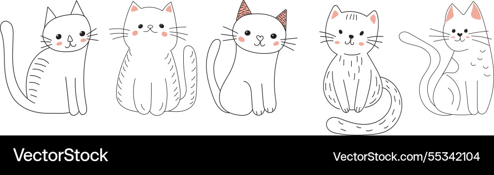 Set of cats for children coloring Royalty Free Vector Image