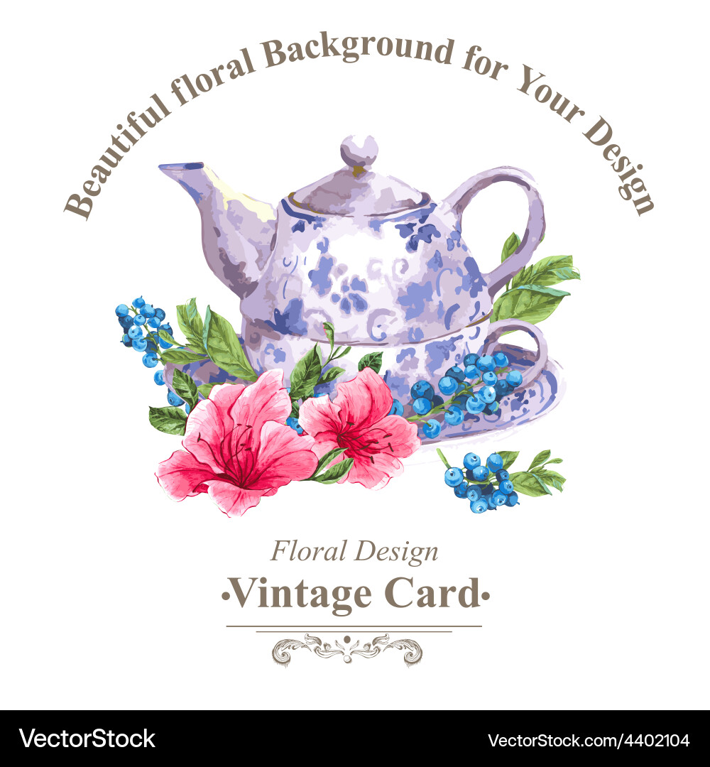 Vintage Floral Tea Party Card – Royalty-Free Vector | VectorStock
