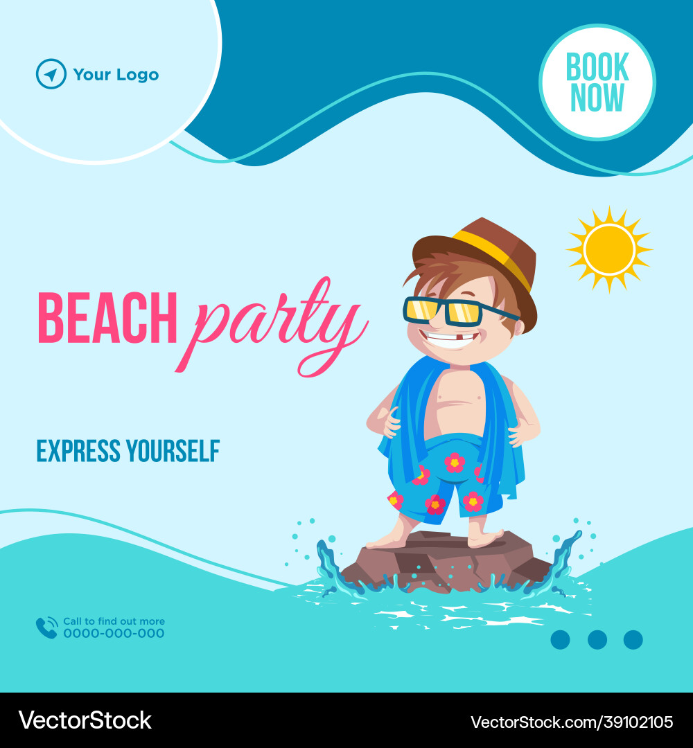 Beach party banner design Royalty Free Vector Image