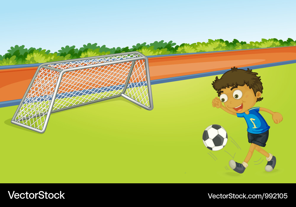 Boy playing football Royalty Free Vector Image