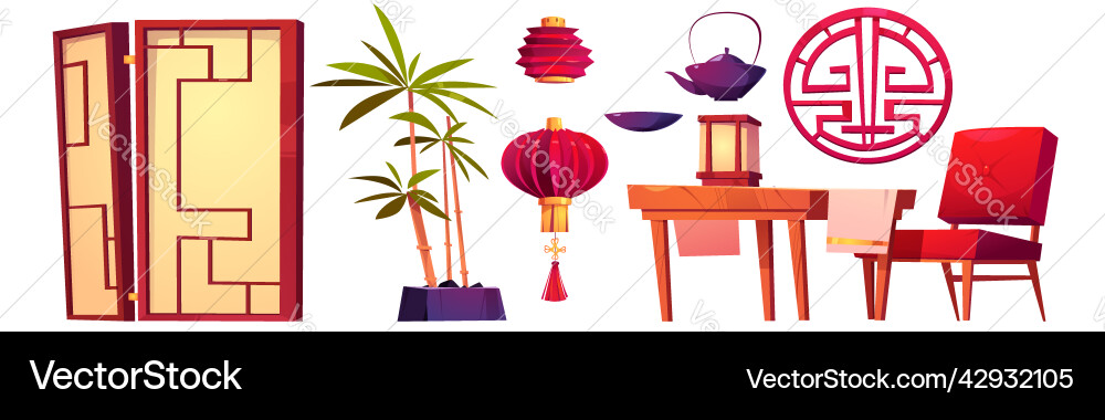 Chinese Tea Room Interior Royalty Free Vector Image