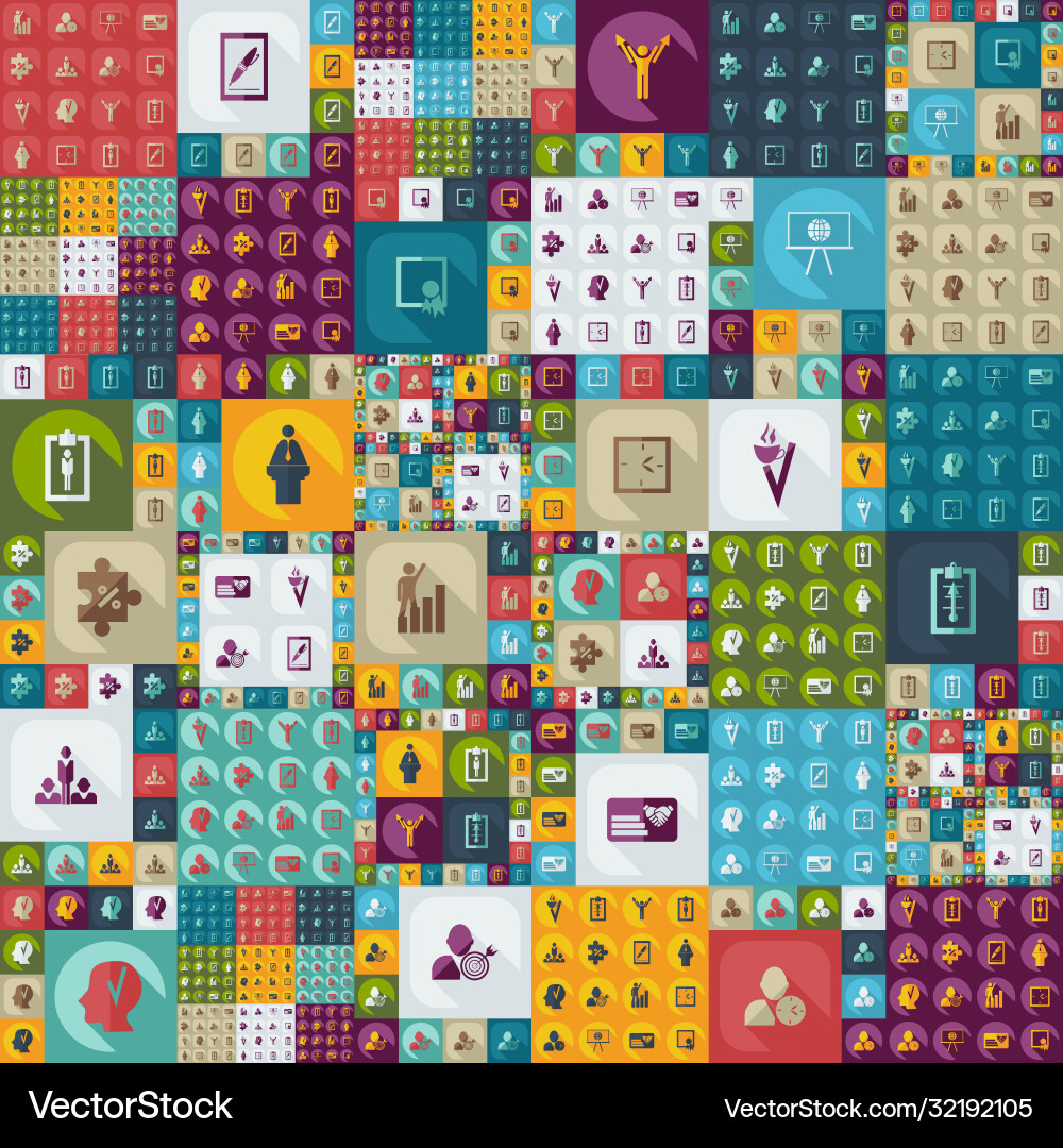 Collection set flat icons business theme Vector Image