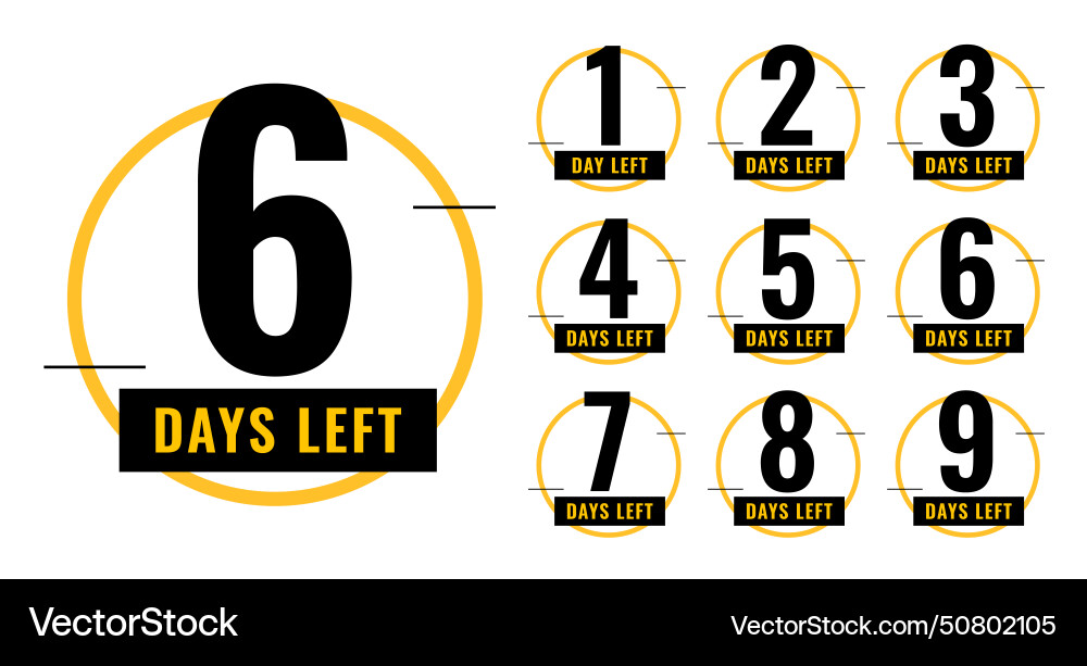 Flat style number of days left timer template Vector Image