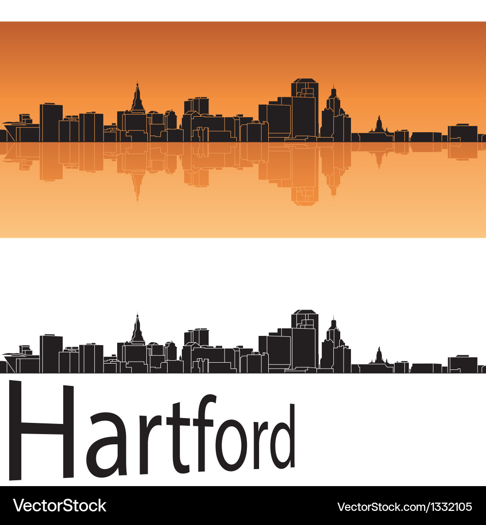 Hartford skyline in orange background Royalty Free Vector