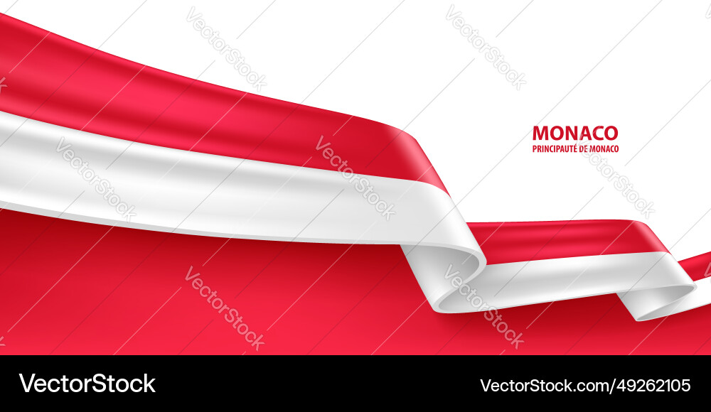 Monaco 3d ribbon flag Royalty Free Vector Image
