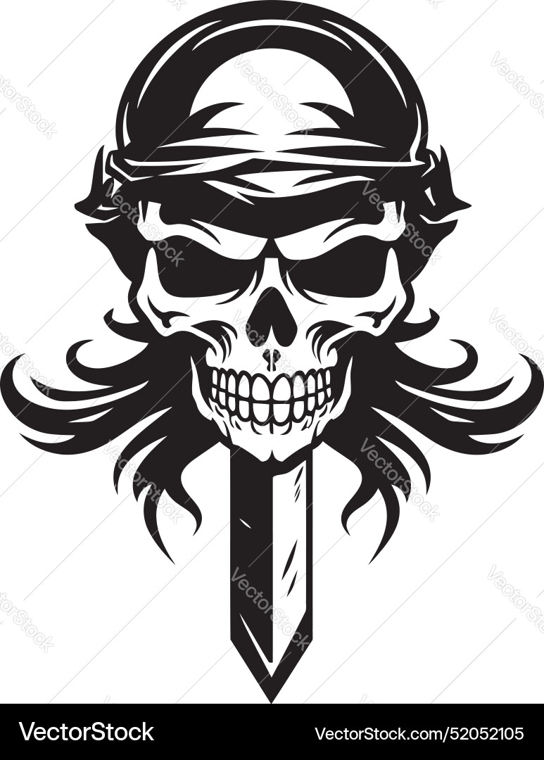 Skull and dagger crest pirates mark cutthroat Vector Image