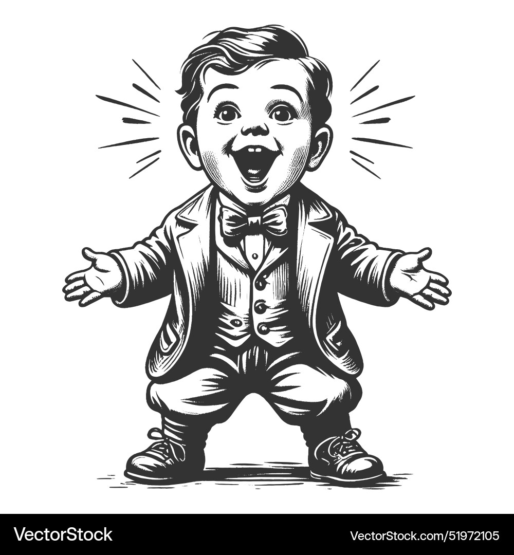 Surprised Boy - Engraving Style Royalty Free Vector Image