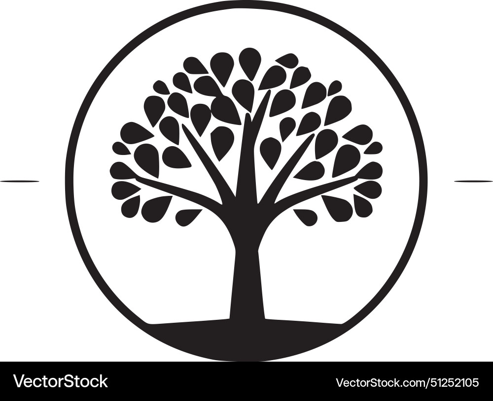 Tree - black and white Royalty Free Vector Image