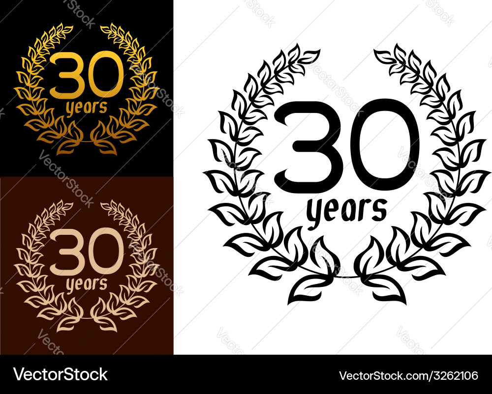 30 years anniversary wreaths Royalty Free Vector Image