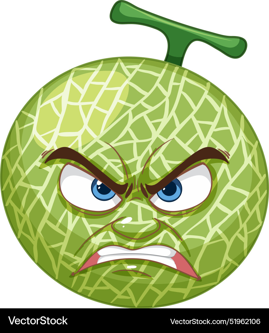 A melon with an angry expression Royalty Free Vector Image