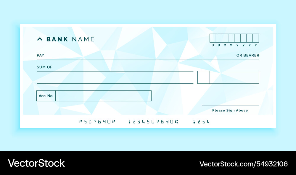 Bank cheque check voucher template money draft Vector Image