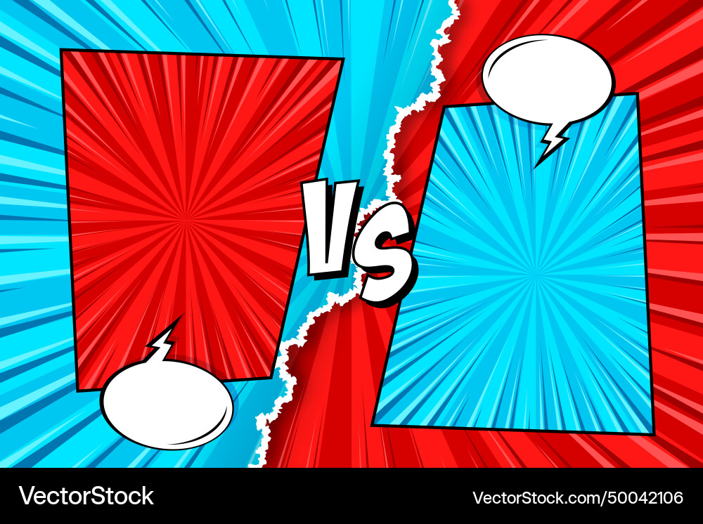 Comic Fighting Cartoon Backgroundblue Vs Red Vector Why Building