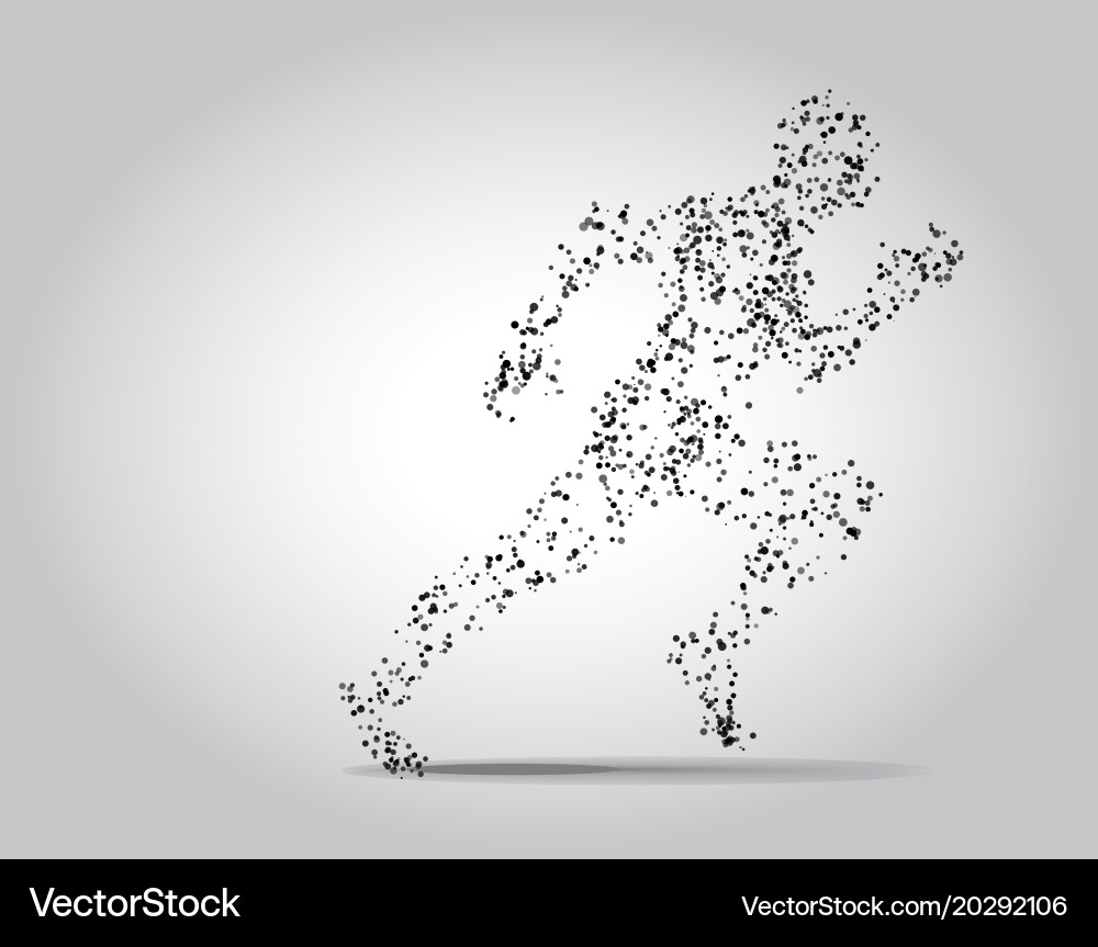 Dotted running man figure on white background Vector Image