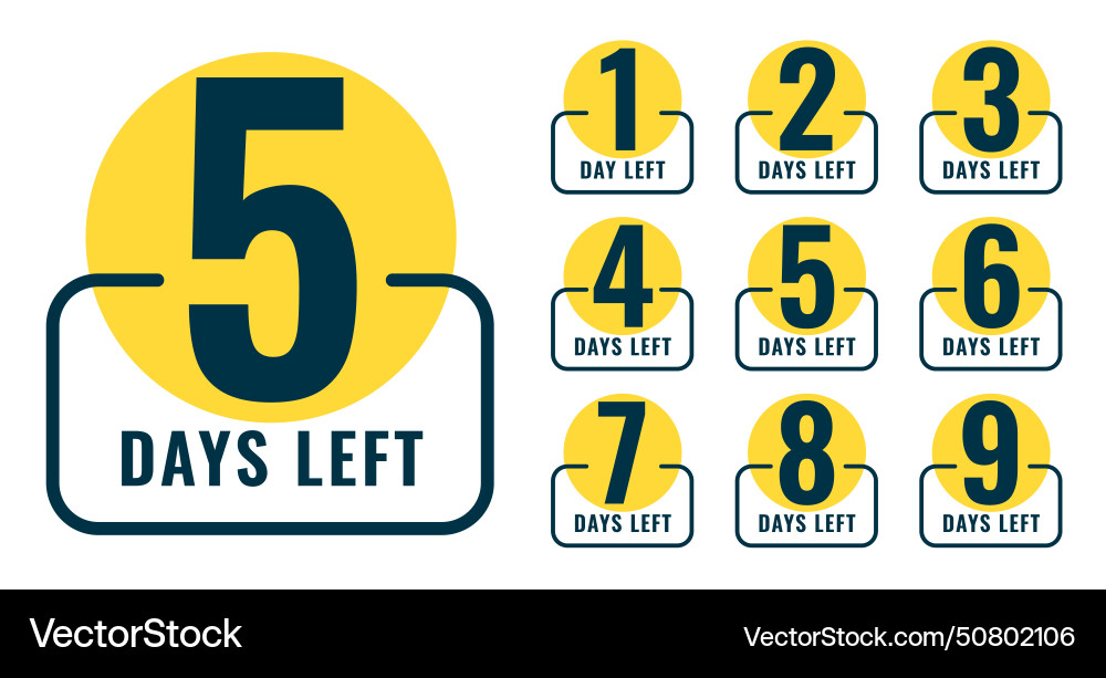 Flat style number of days left timer template Vector Image