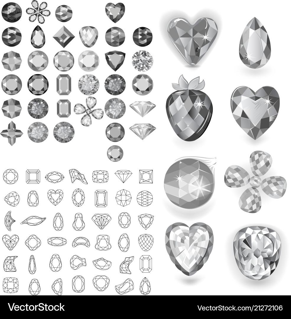 Greyscale Gemstone Collection Royalty Free Vector Image