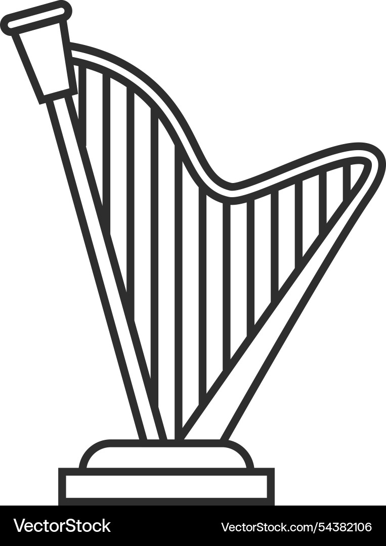 Harp line icon ancient classic music instrument Vector Image